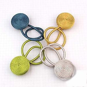 Home Decor Curtain Holders, Ties,Curtain Tie Backs Magnetic Curtain Buckles Europe Style Brief Braided Round Magnet Curtains Tieback Magnetic Curtain Holder Curtain Accessories-Light Blue