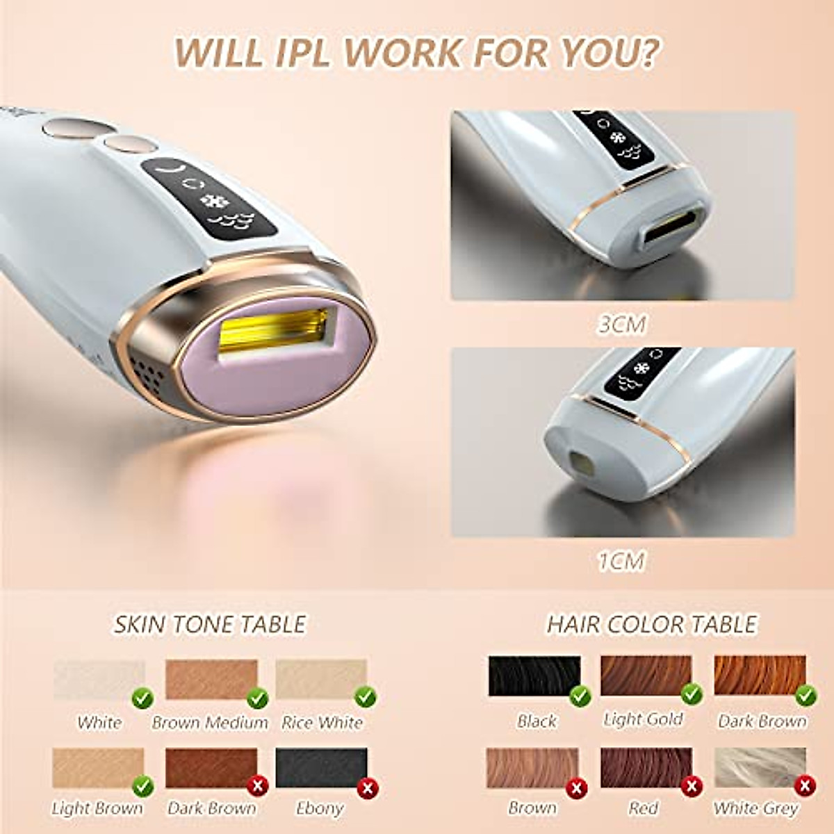 IPL Hair Removal for Women Permanent, Jitesy Hair Removal Device Painless At-Home for Women and Men, Suitable for Face Armpits Legs Arms Bikini Line Whole Body, 999,999+ Flashes for Whole Family Use