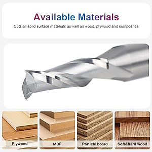 SpeTool Spiral Router Bits with UpCut 3/8 inch Cutting Diameter, 1/2 Inch Shank HRC55 Solid Carbide CNC End Mill for Wood Small Cut, Carving