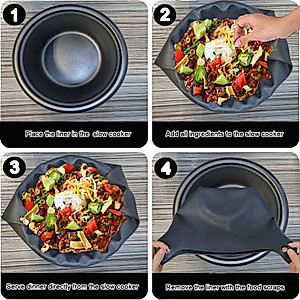 Silicone Slow Cooker Liners,Fits 6-8Quarts Crockpot Leakproof, Easy Clean Bags Liners for Round Pot or Oval (Black)