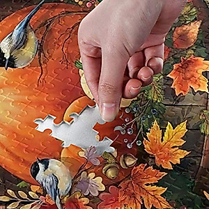 Cat Fall Pumpkin Jigsaw Puzzle 500 Piece for Adults Art Project Thanksgiving Gift 20.5 x 14.9 Inch