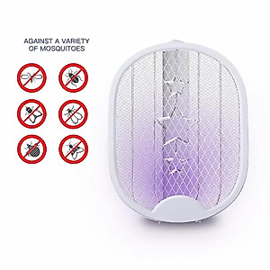 Electric Fly Swatter Rechargeable - Foldable Hand Held Bug Zapper Racket - Fly Swatter Electric - Powerful Instant Insect Killer - USB Rechargeable Portable Fly Zapper - Indoor Outdoor Pest Control