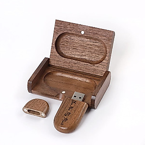 ZLP Customized Gift Wooden 64GB USB 2.0 Flash Drive Memroy Stick Disk Super Speed Thumb Drive Jump Drive and Box Logo Gift Commemorative Custom for Birthday Wedding 64G Walnut