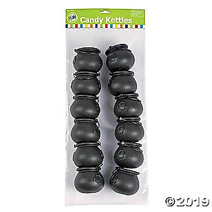Fun Express 1 Dozen Mini Cauldron Kettles, BPA Free Plastic, St. Patrick's Day, Halloween, Bachelorette Parties, Witches and Wizards, Birthday, Baby Showers Party Decoration Supplies, Black