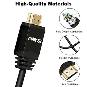 Aimyzii HDMI Cable 75 Feet 4K HDMI 2.0 Cable with Built-in Signal Booster Support 4K 3D 2160P 1080P HDCP2.2 Ethernet ARC and Bandwidth 18Gbps-Black