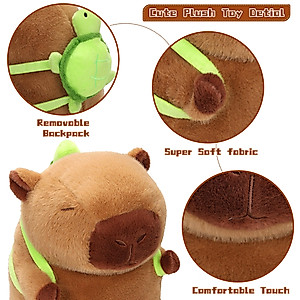 Cute Capybara Plush Toy, 12 INCH Capybara Stuffed Animals Plushies with Removable Turtle Backpack, Soft Capybara Doll Pillow for Kids Boys Girls Birthday Gifts