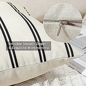 OTOSTAR Pack of 4 Outdoor Pillow Covers 18x18 Inch Waterproof Modern Geometry Decorative Throw Pillow Cases Square Cushion Cases Garden Pillows Shell for Couch Patio Furniture Tent Balcony (Black)