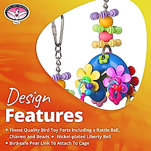 Super Bird Creations SB1085 Flower Power Bird Toy, Small/Medium Bird Size, 7" x 2.5" x 2"