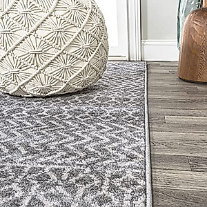JONATHAN Y MOH106B-28 Arta Moroccan Modern Geometric Rug Farmhouse Southwestern Vintage Indoor Area Rug,High Traffic,Bedroom,Kitchen,Living Room,Non Shedding,2 X 8,Gray/Cream