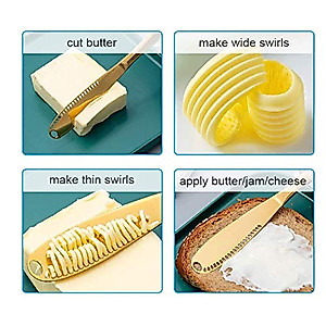LIUSM Stainless Steel 3 in 1 Butter Spreader，Spreader Knife-Kitchen Gadgets (Gold)