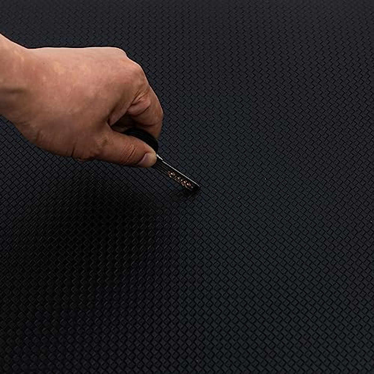 QUILTINA Black Kitchen Mat Anti-Fatigue Cushioned Rug Set (2 PCS), Waterproof Non-Slip & Stain Resistant, 0.4'' Thick PVC Ergonomic Comfort Foam Rugs for Floor Home, Sink, Laundry, 47''x17.5''