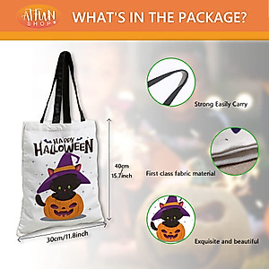 Halloween Tote Bag 3 Pack Trick or Treat Bag Pumpkin Candy Canvas Bags 15.7 X 11.8" Reusable Large Halloween Treat Bag for Children for Halloween Candy Party Favor Gift Goodie Bag for Halloween Party