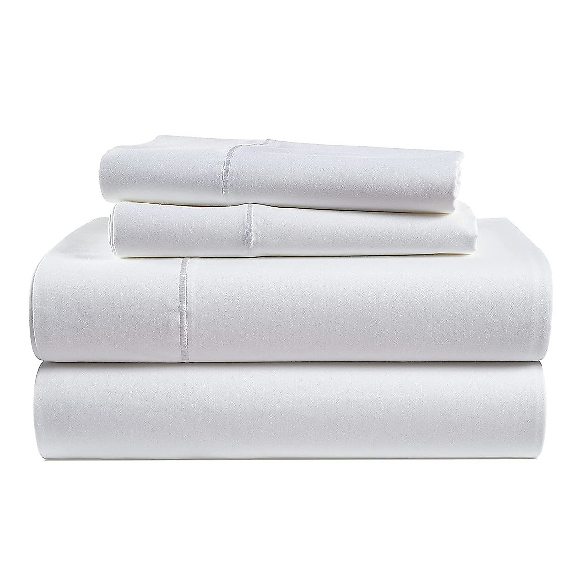 Luxora Bedding 100% Egyptian Cotton 4 Piece Bed Sheet Set – 1000 Thread Count, Includes 1 Fitted Sheet, 1 Flat Sheet, 2 Pillowcases with Full Size White 17 Inches Deep Pocket