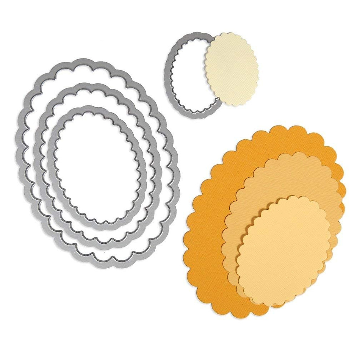 Sizzix Framelits Die Set 4/PK - Ovals, Scallop