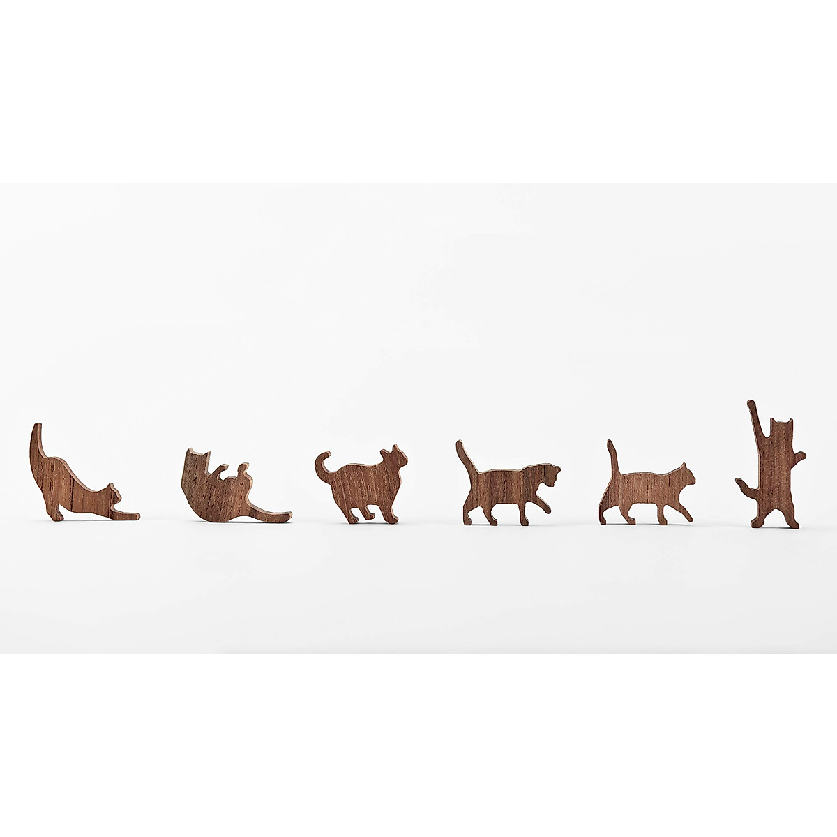 Comma Wooden Cat Pile Set #1 (Pink Thread, 6 Kittens)