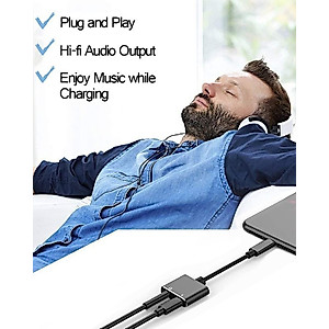 [Apple MFi Certified] iPhone Headphone Adapter, 2 in 1 Lightning to 3.5mm Aux Audio and Charge Jack Adapter Splitter Dongle for iPhone 14 13 12 11 Pro Max XS XR X 8 7 6 iPad, Support iOS 16
