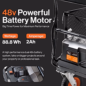 SuperHandy Utility Service Cart Power Wagon Wheelbarrow Electric 48V DC Li-Ion Powered 660Lbs Load and 1000Lbs+ Hauling Capacity Farm and Garden All Purpose Modular Cargo Bed