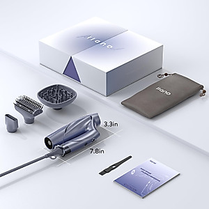 High Speed Ionic Hair Dryer with Diffuser, 1400W Brushless Motor, High RPM 22m/s Air Fast Drying Professional Salon Blow Dryer with Frizz Free, 100time/s No Heat Damage Sensor, Lightweight for Women