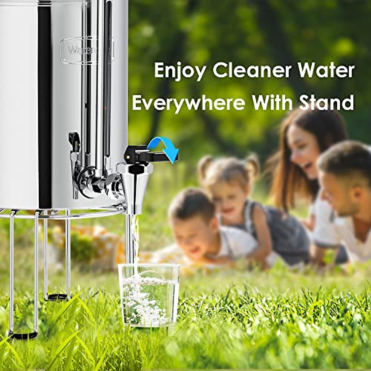 Waterdrop Water Filter Stainless Steel Stand, with Rubberized Non-Skid Feet, Compatible with Berkey® Water Filter System, King Tank Gravity-fed Water Filter System