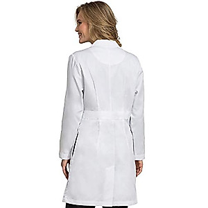 Med Couture Women's Lab Coat 37 inch White Labcoat Long, White, Medium