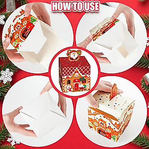 Ziliny 48 Pcs Christmas Gift Boxes 3D Cookie Gift Boxes Cardboard Treat Boxes Party Favors Gift Wrap Boxes for Xmas Party Supplies Christmas Tree Decoration Holiday Party (Gingerbread Style)