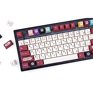 Cherry Profile PBT Keycaps 141 Keys Set Custom Dye Sublimation ANSI Layout for Cherry MX Switches Gateron Kailh Box Mechanical Keyboards Retro FC Gaming Theme