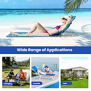 Giantex Beach Chairs for Adults 2 Pack Set with Side Table, Folding Lounge Chairs, 5 Position Adjustable Lawn Chair for Sunbathing, Patio Chaise Lounge Lightweight Backpack Camping Chairs (Navy)