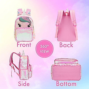 SimplyUnique Kids Enchanting Unicorn Flip Sequin Backpack for Little Girls Age 6-8 Years Old - Sparkling Glitter Fashion Book Bag for School and Magical Adventures