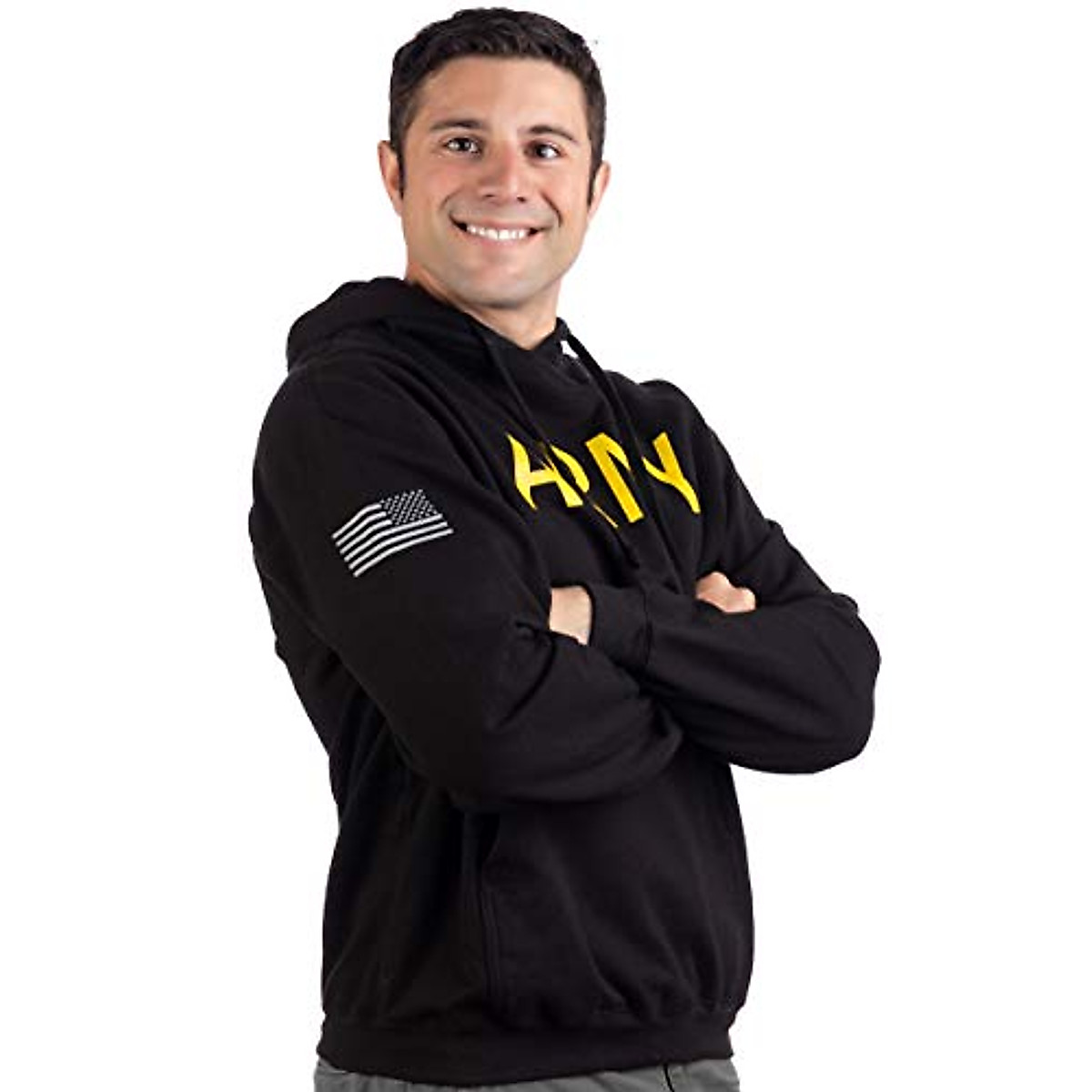 Ann Arbor T-shirt Co. ARMY PT Style Hoodie | U.S. Military Training Infantry Workout Fleece Hoody Sweatshirt-(Hood,L)