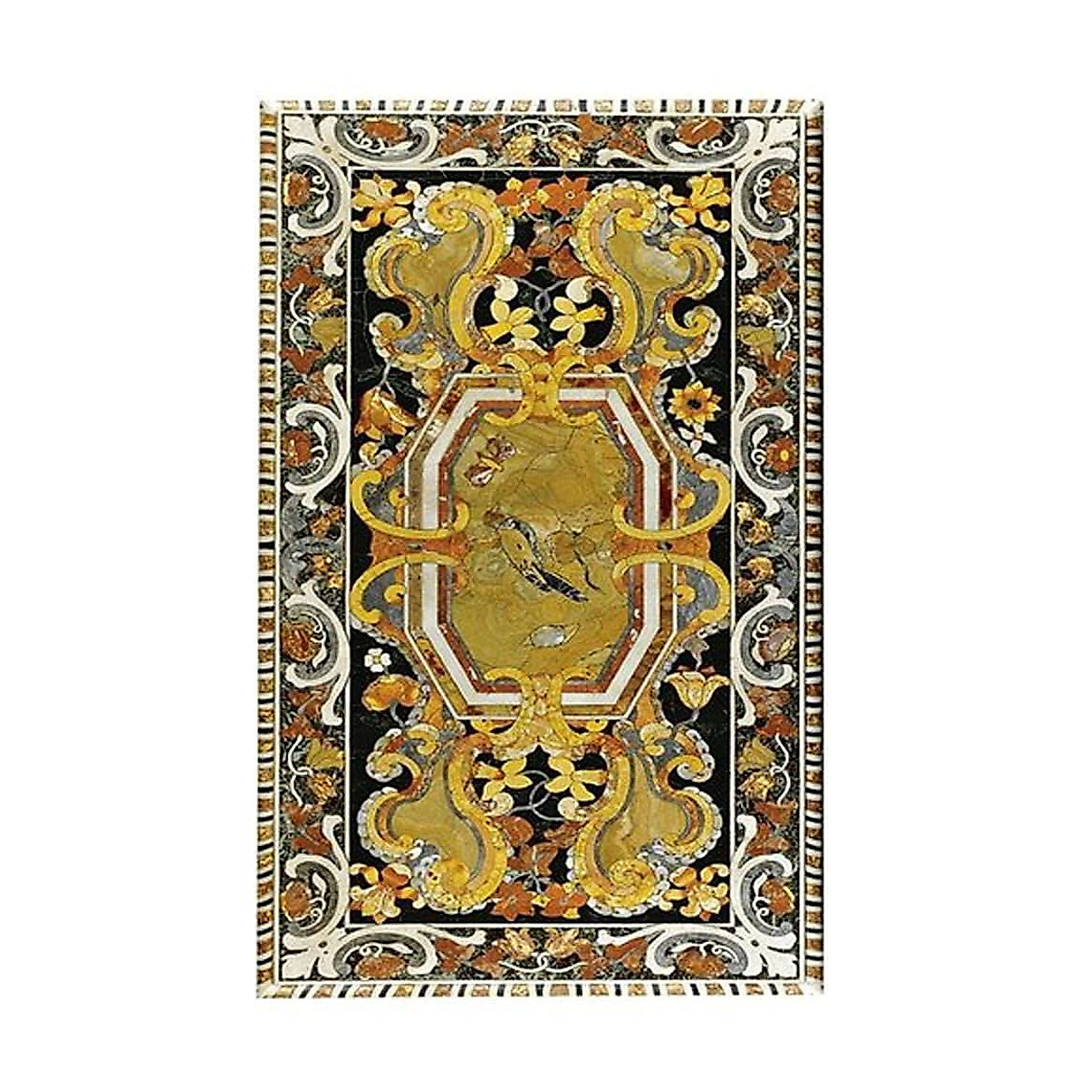 48" x 30" Inch Black Marble Dining Table/Coffee Table Italian Pietra Dura Design Outdoor Indoor Table, Office Table, Conference Table