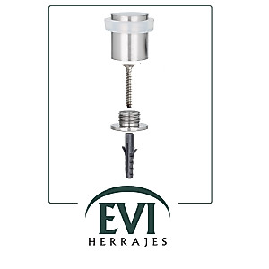 EVI | Pack 2 Doorstops | 20x25mm | Threaded Base | White Rubber | Stainless Steel | Includes Screw + Fastening Plug | Mod. I-181-BCB