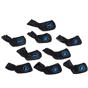 Bnineteenteam 9PCS Golf Headcover,PU Leather Golf Putter Head Cover Waterproof Thicken Plush Golf Putter Head Cover Iron Club Headcovers Accessory(Black)