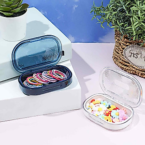 Qianyu 2 Pcs Small Storage Case Hair Tie Organizer Portable Travel Cotton Swab Container Daily Vitamin Pill Rectangle Clear Flosser Dispenser for Tiny Item Hair Accessories Home Offices Business Trip
