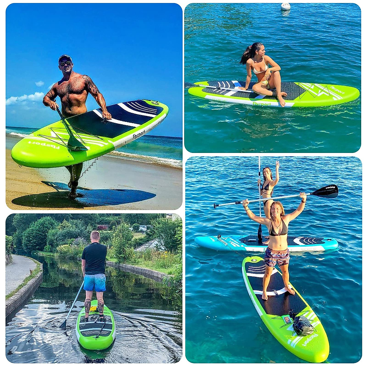 FBSPORT 10'6'' Premium Inflatable Stand Up Paddle Board, Yoga Board with Durable SUP Accessories & Carry Bag | Wide Stance, Surf Control, Non-Slip Deck, Leash, Paddle and Pump for Youth & Adult
