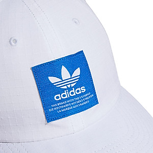 adidas Originals Men's Rewind Relaxed Fit Adjustable Strapback Cap, White/Bluebird, One Size