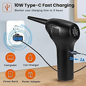 Air Duster, Cordless Compressed Electric Air Duster Computer Cleaning Duster, Rechargable 15000mAh Air Blower 10W Powerful 45000 RPM Replaces Compressed Air Cans for Computer, Keyboard, Car, Pet House