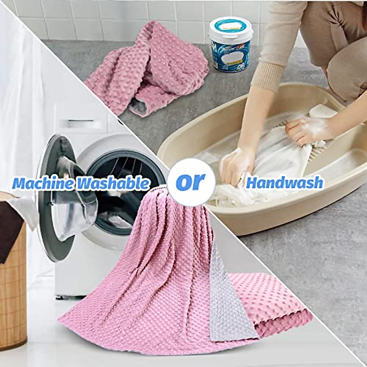 Minky Baby Blanket for Girls Large Size 43" x 60" Baby Minky Blanket Fleece Plush Baby Blanket Super Soft Double Layer Minky Dot Baby Blanket (Pink Gray