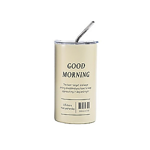 20OZ insulation and cooling ice cream cup, simple office portable car straw water cup, vacuum double-layer coffee cup, 304 stainless steel cold and hot drink travel cup (Off white)