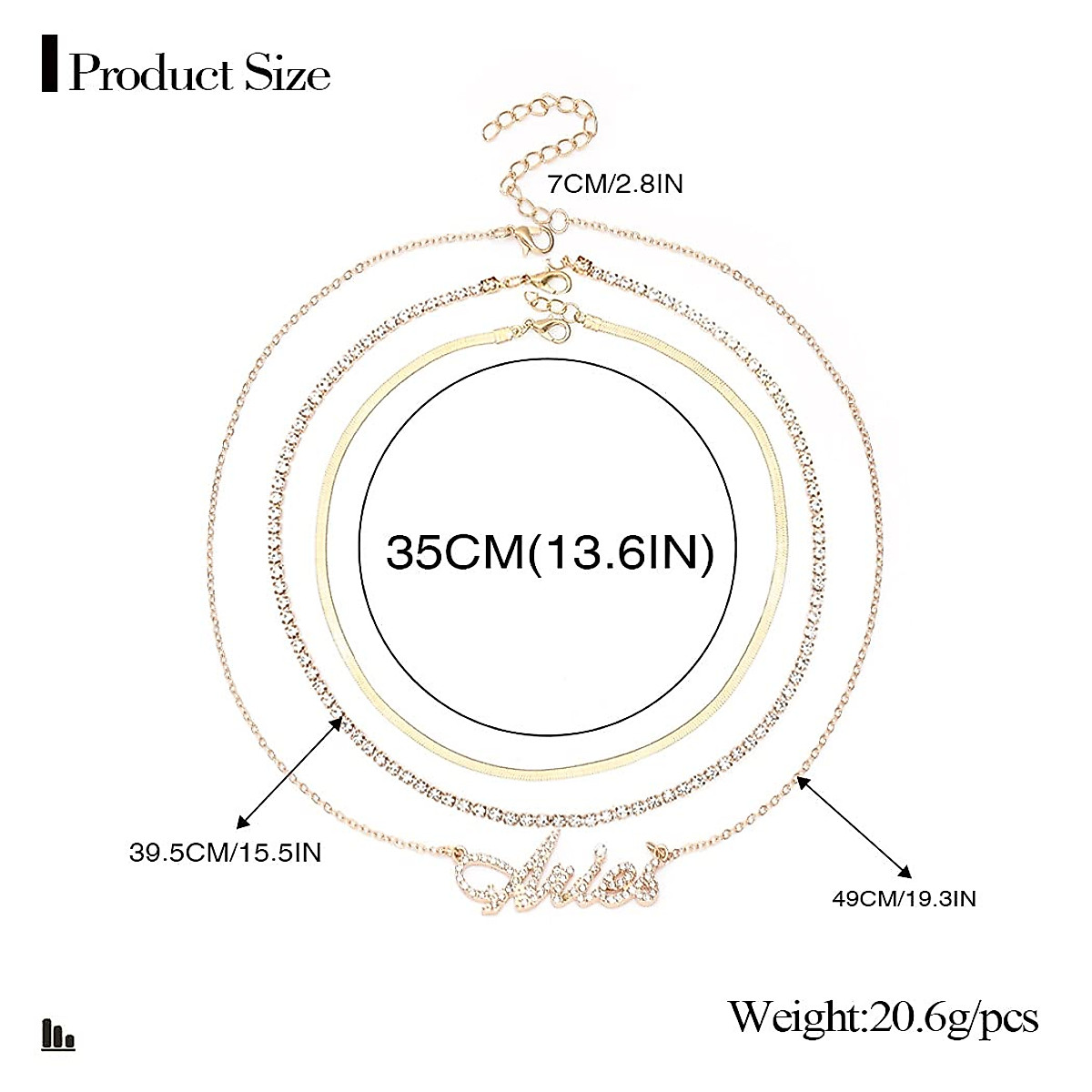 JONKY Layered Rhinestone Pendant Necklace Gold Crystal Aries Necklaces Chain Sparkly Letter Snake Chain Choker Necklace Fashion Constellation Jewelry for Women and Girls