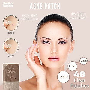 Perfect Pamper Acne Patches - Medical Grade Hydrocolloid Pimple Patch, Covers Pimples, Zits, and Blemishes. Heals Acne, Reduces Inflammation and Redness for Beautiful, Clear Skin. 48 Patches in Resealable Pouch. Cruelty Free