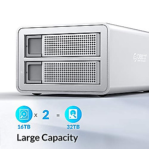ORICO 2 Bay RAID Hard Drive Enclosure USB 3.0 to SATA for 2.5/3.5 inch HDD SSD Support 32TB, Build Cooling Fan, with Power Adapter for Enterprise Data Storage Backup, Server Expansion-3529RU3