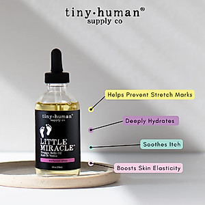 Tiny Human Supply Co Little Miracle Preggo Belly Oil (Fragrance Free) for Pregnancy Stretch Marks and Itching
