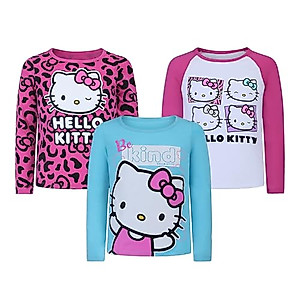 Hello Kitty Sanrio Girls 3 Pack Long Sleeve Shirt for Infant, Toddler, Little and Big Girls Multi-Color