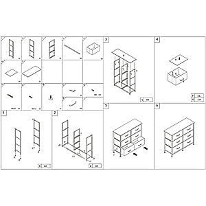 AZL1 Life Concept 6 Drawers Fabric, Tower Dresser for Bedroom, Hallway, Nursery, Entryway, Closets, Sturdy Metal Frame, Wood Tabletop, Easy Pull Handle, Light Grey