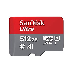 SanDisk 512GB Ultra microSDXC UHS-I Memory Card with Adapter - 120MB/s, C10, U1, Full HD, A1, Micro SD Card - SDSQUA4-512G-GN6MA