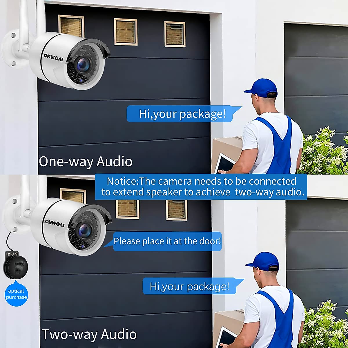 [2-Antenna Signal Enhance & 100 ft Super Night Vision] Outdoor Wireless Security Camera System, WiFi Surveillance Video Camera System, 4pcs 3.0MP IP Cameras, 5MP 8-Channel Wireless NVR