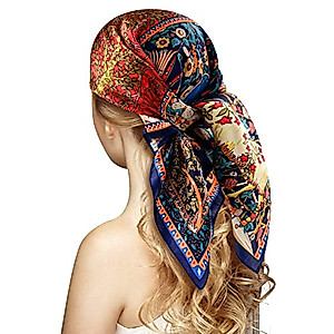 100% Silk Head Scarf for Women - 27" Hair Scarves Satin Head Scarf Bandanas Square Silk Hair Night Sleeping with Gift Packed
