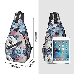 Greexy Watercolor Flowers Sling Backpack Crossbody Shoulder Bags for Women Men Causal Daypacks Chest Bag Hiking Travel Sport Climbing Runners