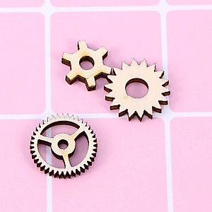 LIOOBO Unfinished Gear Craft 100pcs DIY Wooden Gear DIY Gear Lightweight Plain Wood Ornaments Wooden Gear for Crafts Kids Christmas Clothing DIY Wooden Slices