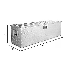 Stark 48" Aluminum Truck Box Underbody Flatbox Pickup Tool Box RV ATV Trailer Tool Storage Lock with Keys